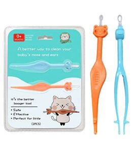 two pack 3 in 1 baby nose and ear gadget, safe baby booger remover, nose cleaning tweezers, nose cleaner for baby infants and toddlers, dual earwax and snot removal baby must have items