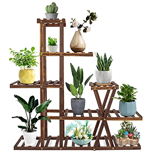 UMEIJA Plant Stand for Indoor Plants Outdoor Wooden Tiered Plant Shelf 6 Tier 13 Potted Multiple Plants Large Flower Stands Gardening Pots Accessories Fit Patio Balcony Living Room Bedroom