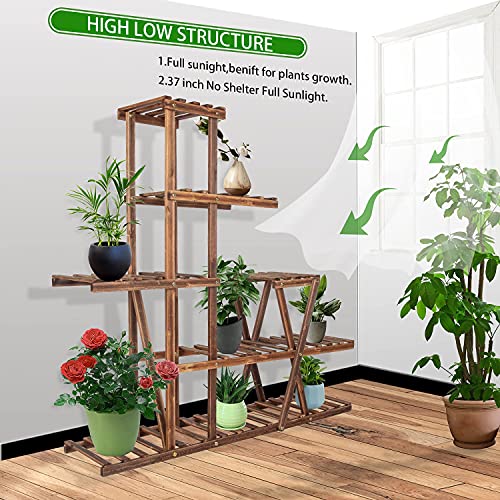 UMEIJA Plant Stand for Indoor Plants Outdoor Wooden Tiered Plant Shelf 6 Tier 13 Potted Multiple Plants Large Flower Stands Gardening Pots Accessories Fit Patio Balcony Living Room Bedroom