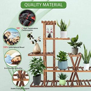 UMEIJA Plant Stand for Indoor Plants Outdoor Wooden Tiered Plant Shelf 6 Tier 13 Potted Multiple Plants Large Flower Stands Gardening Pots Accessories Fit Patio Balcony Living Room Bedroom