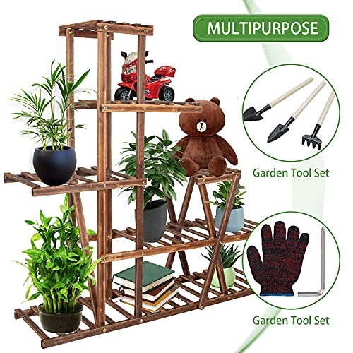 UMEIJA Plant Stand for Indoor Plants Outdoor Wooden Tiered Plant Shelf 6 Tier 13 Potted Multiple Plants Large Flower Stands Gardening Pots Accessories Fit Patio Balcony Living Room Bedroom