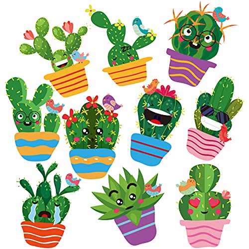 50 Pieces Cactus Cutouts Cactus Theme Bulletin Board Decoration Prickly Cactus Party Cutout Green Cactus Paper-Cut with Glue Point Dot for Fiesta Classroom Bulletin Board Wall Holiday Party Decoration