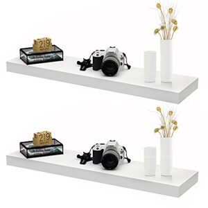 rank 9.25" deep white floating shelves 2 pack, wall shelf display floating shelf, 36" l