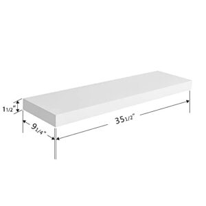 RANK 9.25" Deep White Floating Shelves 2 Pack, Wall Shelf Display Floating Shelf, 36" L