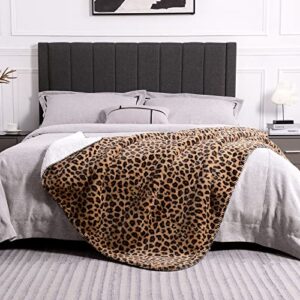 SOCHOW Premium Thick Sherpa Fleece Throw Blanket, Soft and Warm Winter Blanket, 60 × 80 Inches, Brown Leopard