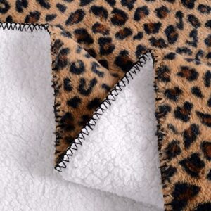 SOCHOW Premium Thick Sherpa Fleece Throw Blanket, Soft and Warm Winter Blanket, 60 × 80 Inches, Brown Leopard