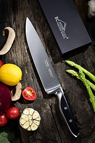 BC.HINGER 8 Inch Professional Chef Knife, German High-Carbon Stainless Steel Cutlery, Kitchen Knife with Ergonomic Handle and Gift Box, Full Tang, Ultra Sharp Blade,Suitable for Meat and Vegetable