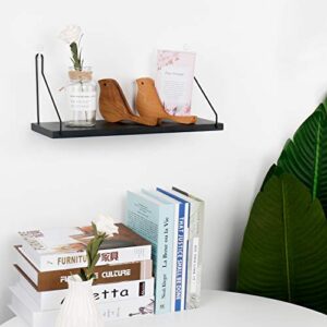 Floating Shelves Decorative Shelves Wooden Wall Mounted Shelf for Bedroom Living Room Kitchen and Office (Black,15.8 in)