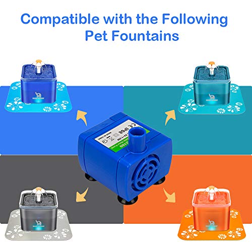 SMART ELEPHANT Replacement Pump for Cat Water Fountain, USB Powered Low consumption pump and ultra-quiet,Long Lifespan Water Pump with LED Lighting