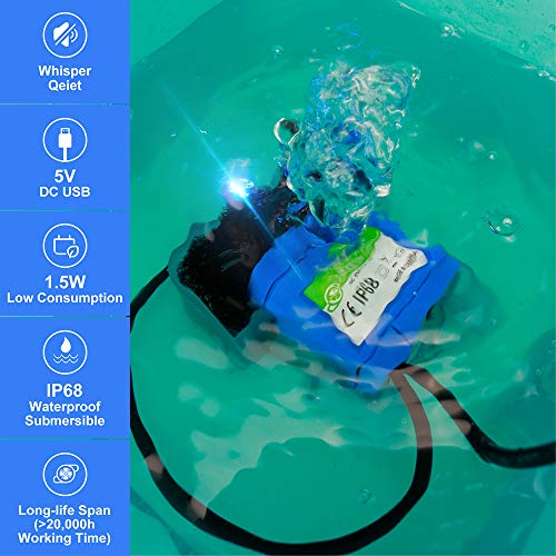 SMART ELEPHANT Replacement Pump for Cat Water Fountain, USB Powered Low consumption pump and ultra-quiet,Long Lifespan Water Pump with LED Lighting