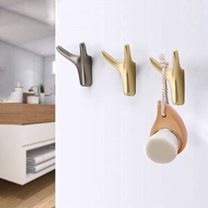 NC Towel Hooks 2 Packs Coat Hook Cow Head Wall Hooks for Heavy Duty Door Hanger Towel Robe Clothes Cabinet Closet Sponges Hook for Bathroom Bedroom Kitchen Hotel Pool Matt Satin nicke