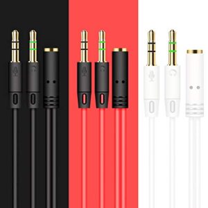 LINASHI 3.5mm Splitter, Headphone Splitter Earphone Adapter Audio 3.5mm Female to 2 Male Jack Aux Cable Black One Size