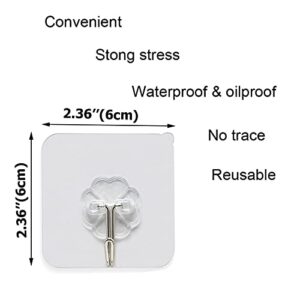 TLBX Adhesive Wall Hooks 22lb(10 Kg Max) Reusable Seamless Hooks, Waterproof and Oilproof, Bathroom Kitchen Heavy Duty Clear Hooks Transparent Sticky Wall Hanger 24 Pack