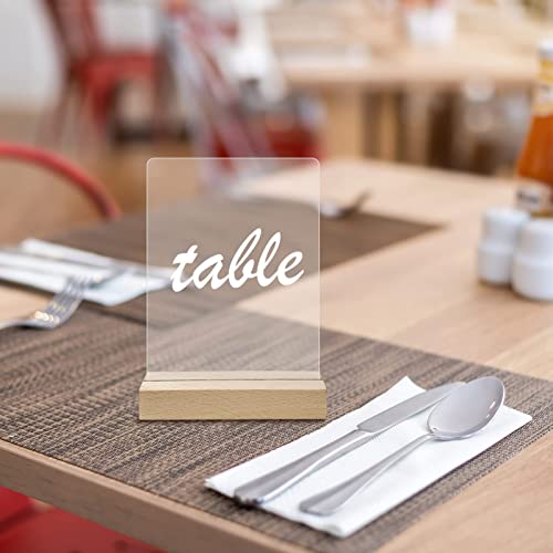 ZYP 5 x 7 Acrylic Sign with Wood Stands, Blank Acrylic Signs with Base, Acrylic Sheet Holder Stand Wood for Wedding Table Number Holder, Table Display Stand Signs for Party Events, Office