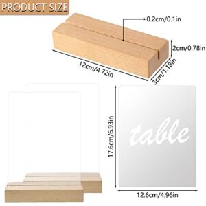 ZYP 5 x 7 Acrylic Sign with Wood Stands, Blank Acrylic Signs with Base, Acrylic Sheet Holder Stand Wood for Wedding Table Number Holder, Table Display Stand Signs for Party Events, Office