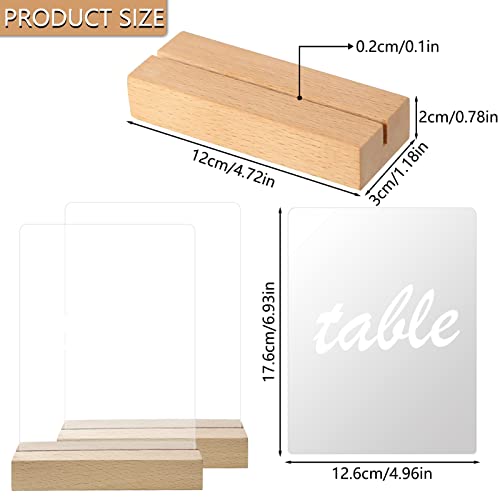 ZYP 5 x 7 Acrylic Sign with Wood Stands, Blank Acrylic Signs with Base, Acrylic Sheet Holder Stand Wood for Wedding Table Number Holder, Table Display Stand Signs for Party Events, Office