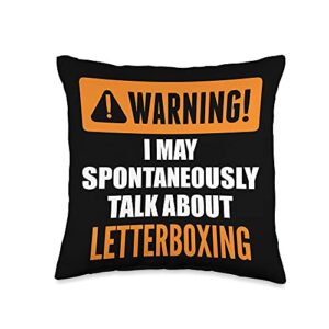 letterboxing gifts warning i may spontaneously talk about letterboxing throw pillow, 16x16, multicolor