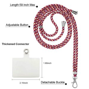 Phone Lanyard Set, Includes Adjustable Neck Strap & Phone Tether Tab, Crossbody Phone Lanyard for Phones Full Coverage Case (Apricot, Red & Gray)