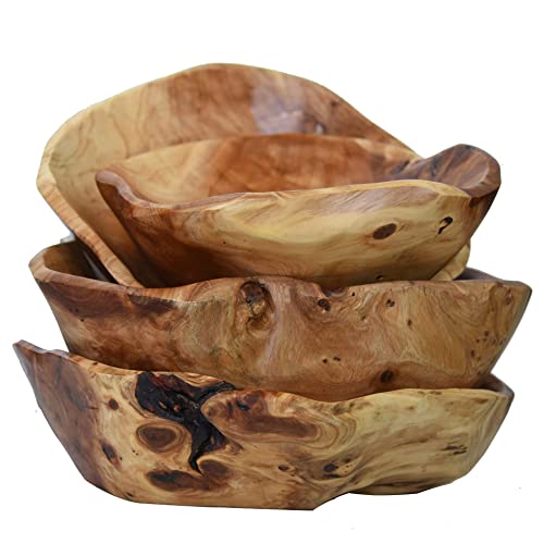 Creative Wood Bowl Root Carved Bowl Handmade Natural Real Wood Candy Serving Bowl 10"-12"