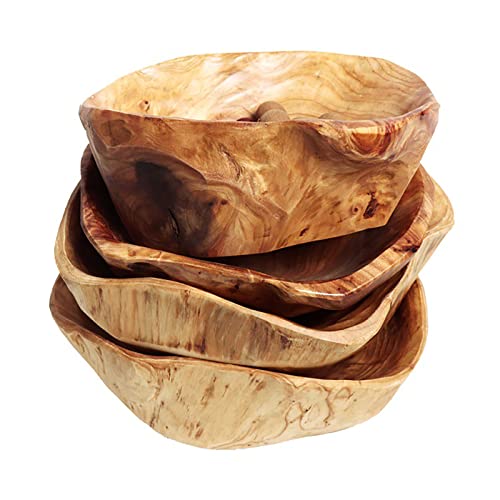 Creative Wood Bowl Root Carved Bowl Handmade Natural Real Wood Candy Serving Bowl 10"-12"