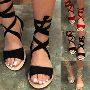 Masbird Sandals for Women Summer Casual Espadrille Flat Slide Sandals Open Toe Low Heel Sandals Black