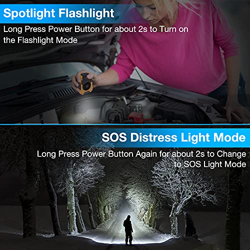 FANCYWING 2023 4in1 Portable Mini Waist Clip Fan, Personal Necklace Cooling Fan with Flashlight Function for Outdoor Working, Hiking, Camping, Fishing- Rechargeable, 3 Speed, Strong Airflow