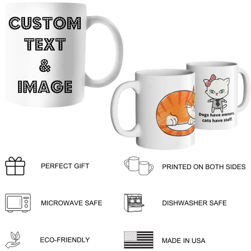 Custom Mug Personalized Coffee Mug Customized Mugs with Photo Logo Text Taza Personalizada Design Your Own Custom Coffee Cup Customized Gifts for Birthday Mother’s Day 11oz Both Side Custom Coffee Mug