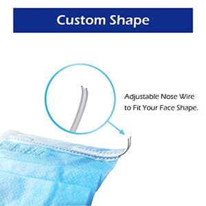 3-PLY BlueEagle Individually Wrapped Disposable Adult Face Masks | Fit for Large Face | with Soft Comfortable Inner Layer | For Men and Women | Blue Color - 50 Pcs (Sky Blue)