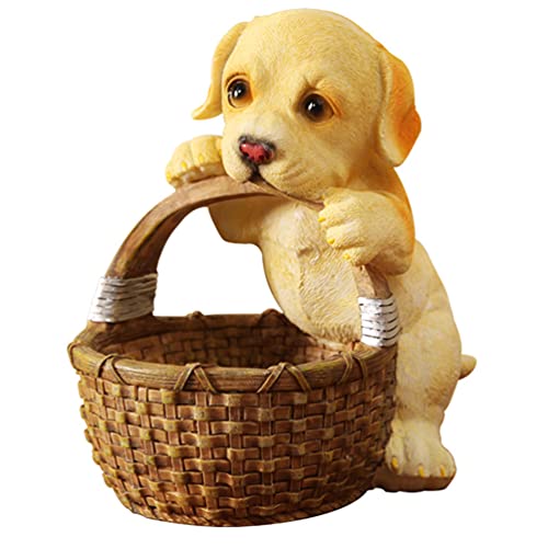 DOITOOL Jewelry Organizer Tray Dog Figurine Basket Animal Candy Storage Box Polyresin Puppy Collecting Statue Ornament for Key Small Items Remote- Control Holder (Labrador) Desk Topper