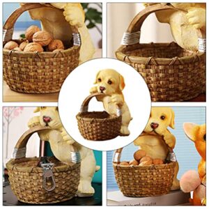 DOITOOL Jewelry Organizer Tray Dog Figurine Basket Animal Candy Storage Box Polyresin Puppy Collecting Statue Ornament for Key Small Items Remote- Control Holder (Labrador) Desk Topper