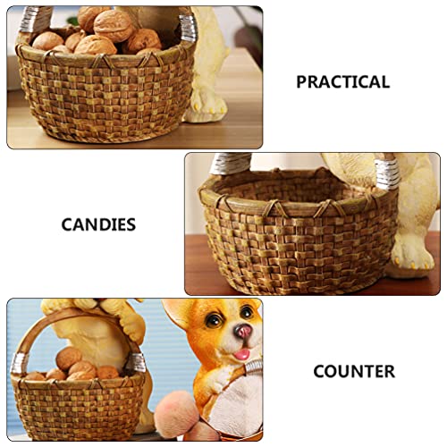 DOITOOL Jewelry Organizer Tray Dog Figurine Basket Animal Candy Storage Box Polyresin Puppy Collecting Statue Ornament for Key Small Items Remote- Control Holder (Labrador) Desk Topper