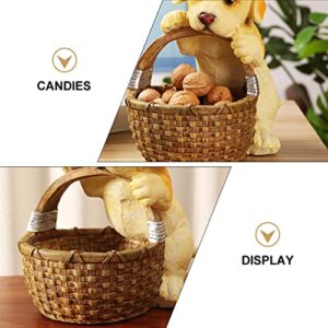 DOITOOL Jewelry Organizer Tray Dog Figurine Basket Animal Candy Storage Box Polyresin Puppy Collecting Statue Ornament for Key Small Items Remote- Control Holder (Labrador) Desk Topper