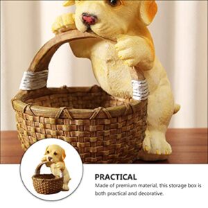 DOITOOL Jewelry Organizer Tray Dog Figurine Basket Animal Candy Storage Box Polyresin Puppy Collecting Statue Ornament for Key Small Items Remote- Control Holder (Labrador) Desk Topper