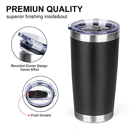 MEZMUT 20oz Insulated Tumblers with Lids and Straws Stainless Steel Coffee Tumbler Cup Double Wall Vacuum Travel Coffee Mugs for Home, Office, Outdoor(Black,1 Pack)