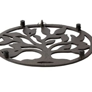 gasaré, Trivet for Hot Dishes, Pots and Pans, Metal Trivet, Tree Roots Oval Design, Cast Iron, Rubber Feet Caps, Ring Hanger, 8¼ x 7 Inches, Brown Finish, 1 Unit