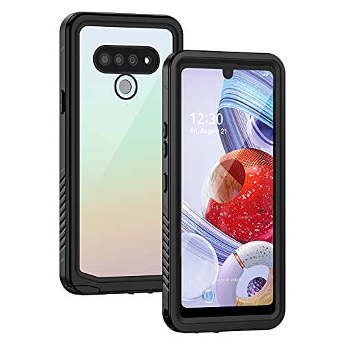 Lanhiem for LG Stylo 6 Case, IP68 Waterproof Dustproof Shockproof Case with Built-in Screen Protector, Full Body Underwater Protective Clear Cover for LG Stylo 6, Black