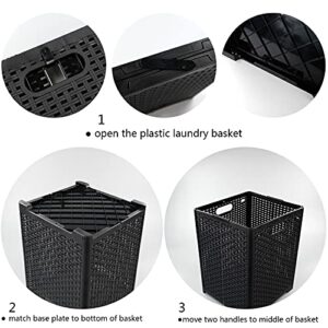 Begale 2-Pack 42 L Folding Plastic Laundry Baskets, Collapsible Laundry Hamper, Large Storage Basket, Black