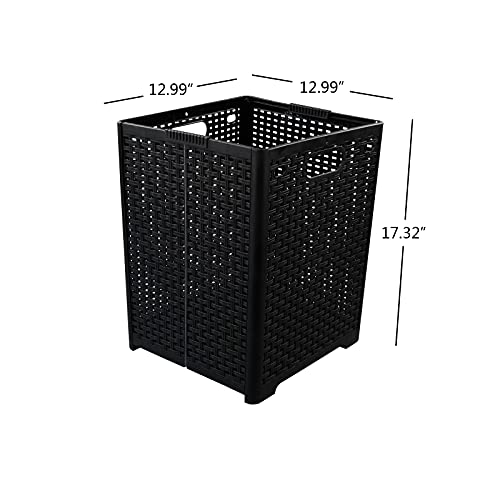 Begale 2-Pack 42 L Folding Plastic Laundry Baskets, Collapsible Laundry Hamper, Large Storage Basket, Black