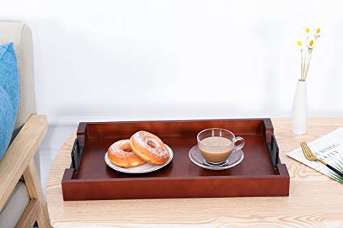 Large Ottoman Tray with Handles - Wooden Serving Trays for Ottomans - Farmhouse Tray for Ottoman - Wood Trays for Coffee Table - Wood Tray Ottoman Trays Home Decor - Rustic Wood Tray