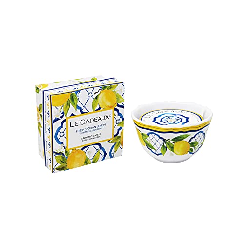 Le Cadeaux Luxury Scented Candle in Gift Box, Fresh Sicilian Lemon