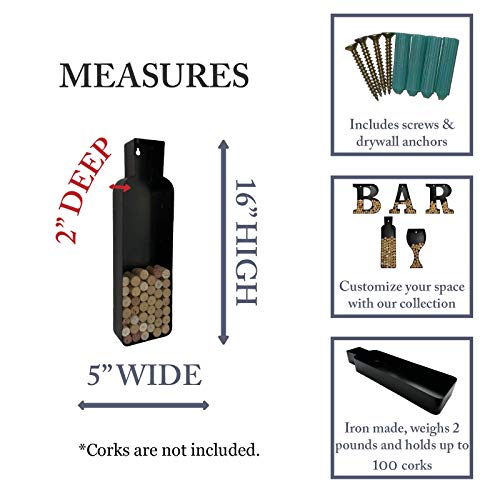 Wine Cork Holder Shaped Like a Wine Bottle. Display Cork Collection. Packed in a Beautiful Gift Box with Magnetic Lid. Perfect Decoration for Indoor & Outdoor Bars, Parties, Kitchens, Wine Cellars