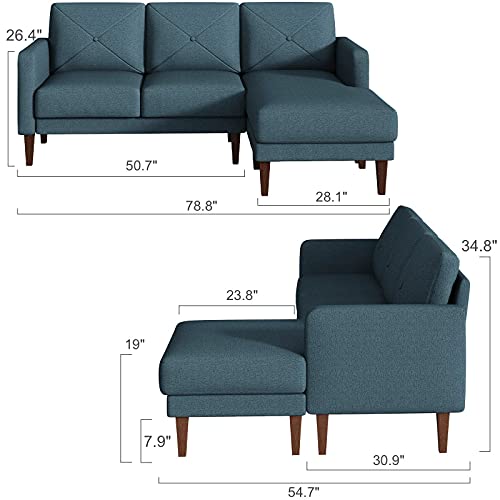 Belffin Convertible Sectional Sofa Couch with Chaise L Shaped Sofa Couch Reversible Sofa Couch Blue