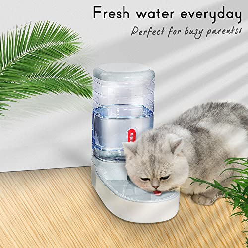 Automatic Pet Feeder Small&Medium Pets Automatic Food Feeder and Waterer Set 3.8L, Travel Supply Feeder and Water Dispenser for Dogs Cats Pets Animals (Gray Water Dispenser)