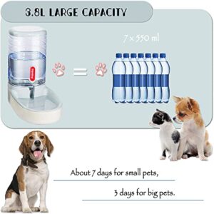 Automatic Pet Feeder Small&Medium Pets Automatic Food Feeder and Waterer Set 3.8L, Travel Supply Feeder and Water Dispenser for Dogs Cats Pets Animals (Gray Water Dispenser)