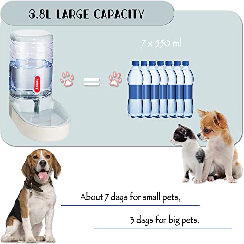 Automatic Pet Feeder Small&Medium Pets Automatic Food Feeder and Waterer Set 3.8L, Travel Supply Feeder and Water Dispenser for Dogs Cats Pets Animals (Gray Water Dispenser)