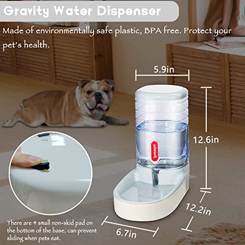 Automatic Pet Feeder Small&Medium Pets Automatic Food Feeder and Waterer Set 3.8L, Travel Supply Feeder and Water Dispenser for Dogs Cats Pets Animals (Gray Water Dispenser)