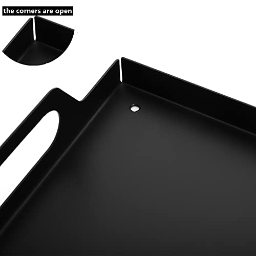 Peohud 2 Pack Black Metal Serving Tray, Decorative Coffee Table Tray with Handles, Vanity Platter Breakfast Tray for Eating, Storing, Bedroom, Kitchen, Living Room, Bathroom