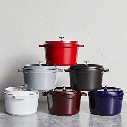 Staub Cast Iron Dutch Oven 5-qt Tall Cocotte, Made in France, Serves 5-6, Cherry