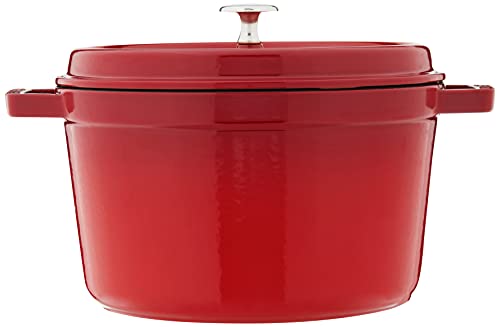 Staub Cast Iron Dutch Oven 5-qt Tall Cocotte, Made in France, Serves 5-6, Cherry