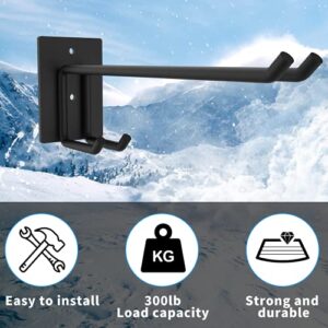 Foozet Ski Storage Rack with Ski Poles Storage Rack Wall Mount Heavy Duty Metal, Suitable for 2 Pairs Snowboard Storage Hanger for Garage Home Indoor Hold up to 100lbs